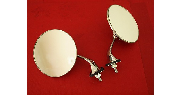Wing Mirrors Pair Lucas Style Round Chrome WM1906-SetA - WM1906-SetA