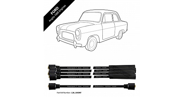 Powerspark HT Ignition Lead Set 4 Cylinder 8mm Ford Anglia 100E L26 ...