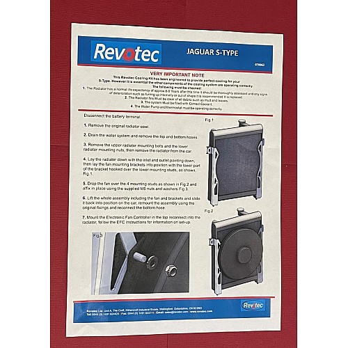 Revotec Cooling Fan Kit - Jaguar S-Type. B-JSTYPE