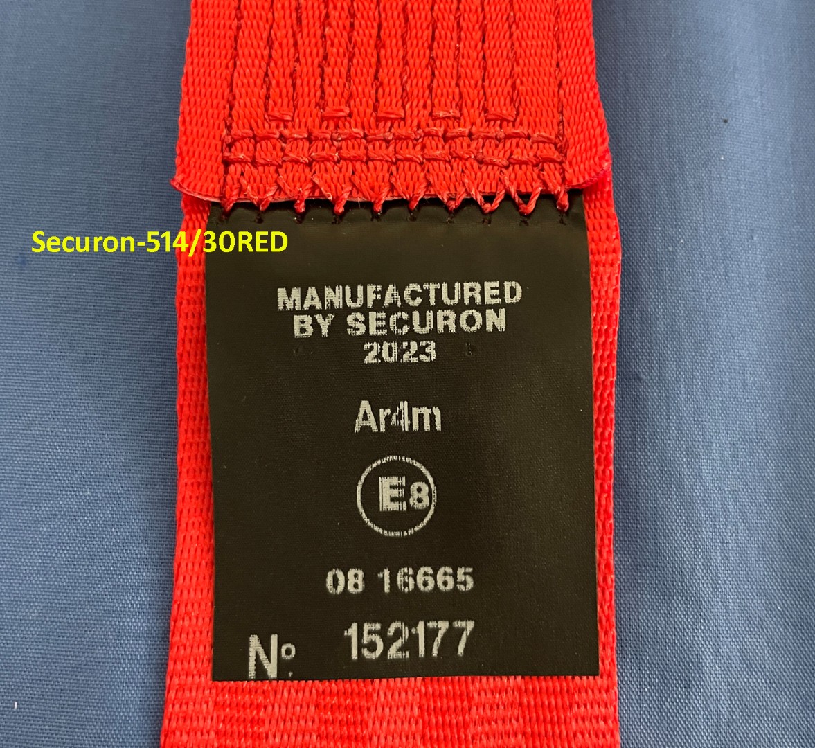 Securon Inertia Reel Lap & Diagonal Seat Belt RED (265cm) Horizontal or ...